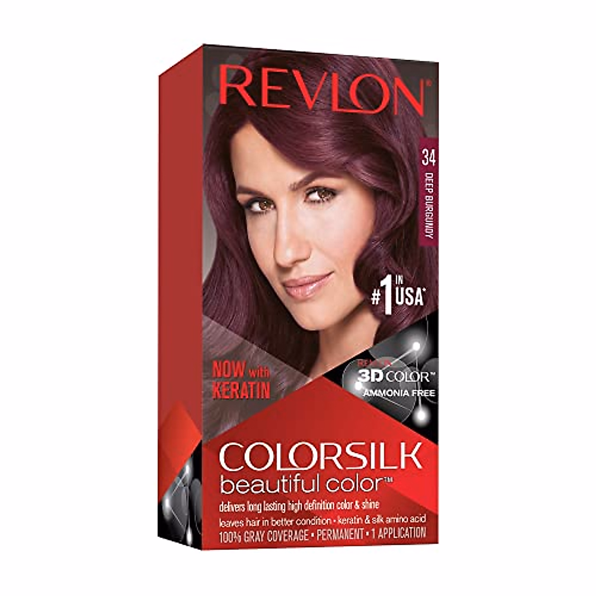 Revlon Colorsilk Beautiful Color for Unisex, 34 Deep Burgundy (Pack of 12)