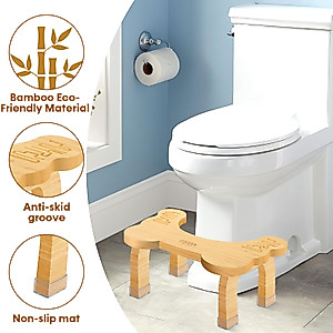 UTCG Bamboo Toilet Stool for Bathroom - Promotes Healthy Digestion, Non-Slip Design, 8 Inch Height, Ideal for Potty Training and Adults