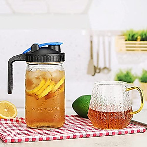 32 OZ Mason Jar Pitcher Wide Mouth 32 oz Mason Jar Pitcher with Airtight Lid - 1 Quart Pitcher for Iced Tea, Sun Tea, Juice, Coffee, Set of 2