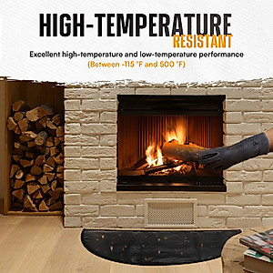 Alypt Fireproof Fireplace Hearth Mat 32"x16" Plus Gloves - Extra Thick 6.49mm, Fire Retardant Rugs for Fireplace, Stove, Patio, Kitchen, Fire Pit - Non-Slip Silicone Pad - Protects Against Embers