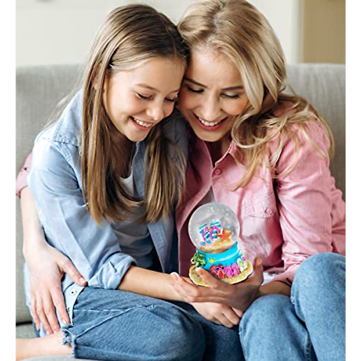 CoTa Global Cool Summer Beach Sandals Snow Globe - Water Globe Figurine with Sparkling Glitter, Collectible Novelty Ornament for Home Decor, for Birthdays, Holiday and Valentine's - 65mm