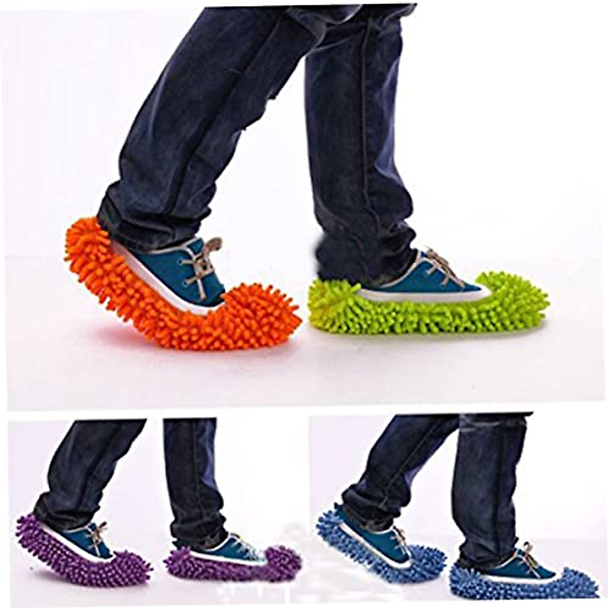 VOSAREA 1 Pair Household Cleaner Microfiber Cleaner Floor Cleaning Slippers Floor Dust Dirt Hair Cleaner Dust Mop House Shoes Dust Mop Slippers Lay Shoe Cover Dust Mop Slipper Mop Cap Hair