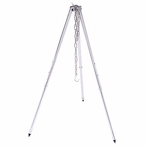 Camping Tripod Cooker 44 LB Load Folding Campfire Cooking Dutch Oven Tripod Grill Stand Open Fire Tripod Adjustable Grill Tripod Cooker Cooking Lantern Tripod Hanger