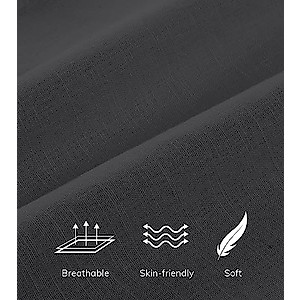 JMIERR Mens Casual Linen Pants Loose Fit Lightweight Elastic Drawstring Trousers Summer Beach Yoga Pant US 38(XL) Dark Grey