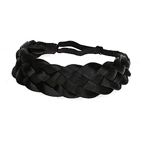 vowyore Synthetic Hair Braided Headband Classic Chunky Wide Plaited Braids Elastic Stretch Hairpiece Women Girl Beauty accessory