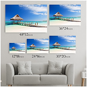 Over water bungalows Personalized Canvas or Photo Print and Framed Art Artwork with Couple's Names Special Date and Your Own Message on, Great Gift for Anniversary,Wedding,Birthday