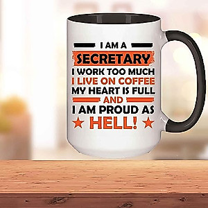 Novelty Gift Secretary Gift For Office Professionals, Retirement Present For Father - Caffeine Quote On 11oz 15oz Inner Color Accent Mug