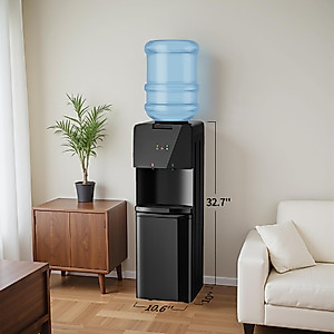 Urbansync Top Loading Cold & Hot Water Dispenser,3 Temperature Settings, Water Cooler for 3 or 5 Gallon Bottles, Removable Drip Tray & Child Safety Lock, Home, Office, Living Room.