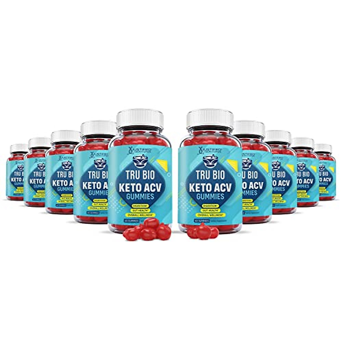Justified Laboratories (10 Pack) Tru Bio Keto Gummies 1000MG ACV with Pomegranate Juice Beet Root B12 600 Gummys