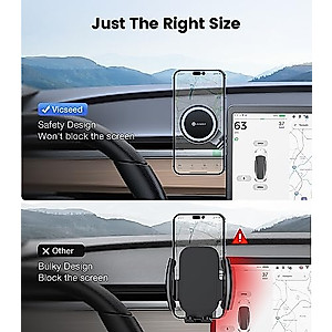 VICSEED Tesla Phone Mount【Strongest Magnet Power】MagSafe Car Mount for Tesla Model 3 Model Y, Foldable Hidden Phone Holder Fit for All Phone, Tesla Model 3 Accessories