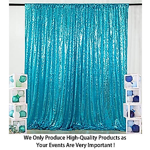 ShinyBeauty Sequin Backdrop-Curtain-5FTx10FT-Turquoise-Sequins Fabric Photo Booth Backgrounds 10FT Glitter Backdrops for Happy Birthday Aqua Blue Photography Backdrop Background