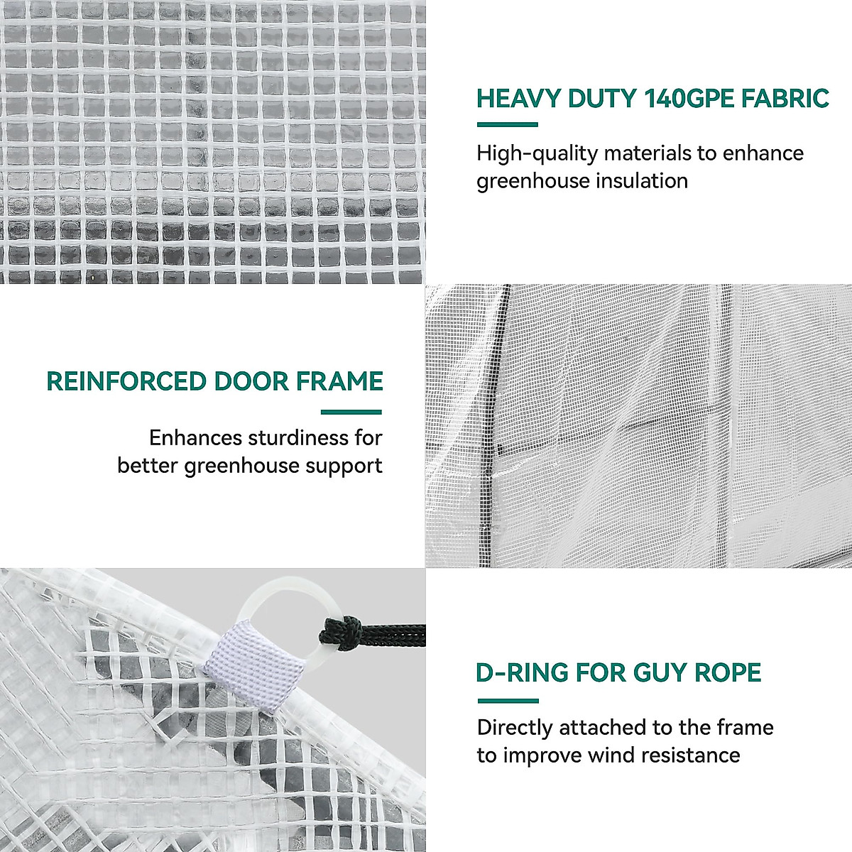 YITAHOME 20x10x7ft Greenhouse Extra Large Heavy Duty Large 2 Swing Doors Walk-in Greenhouses Tunnel Green Houses Outdoor 8 Windows Gardening Upgraded Galvanized Steel Garden, White