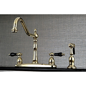 Kingston Brass KB1752PKLBS Duchess 8 inch Centerset Kitchen Faucet with Brass Sprayer, 8-5/8 inch In Spout Reach, Polished Brass