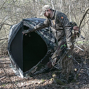 Primos Hunting Primos Hide-N-Sneak Hunting Blind, 270 Degree Ground Blind with Silent Slide Windows in Veil Camo