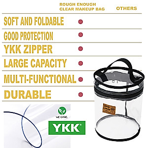 Rough Enough Clear Makeup Toiletry Bag for Traveling Large Cosmetic Pouch Case Organizer Travel Essentials Accessories Storage for Women with Zipper Handle Vacation