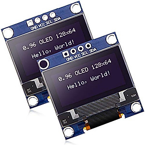 Frienda 2 Pieces 0.96 Inch Display Module 12864 128x64 Driver IIC I2C Serial Self-Luminous Display Board Compatible with Raspberry PI (White Light)