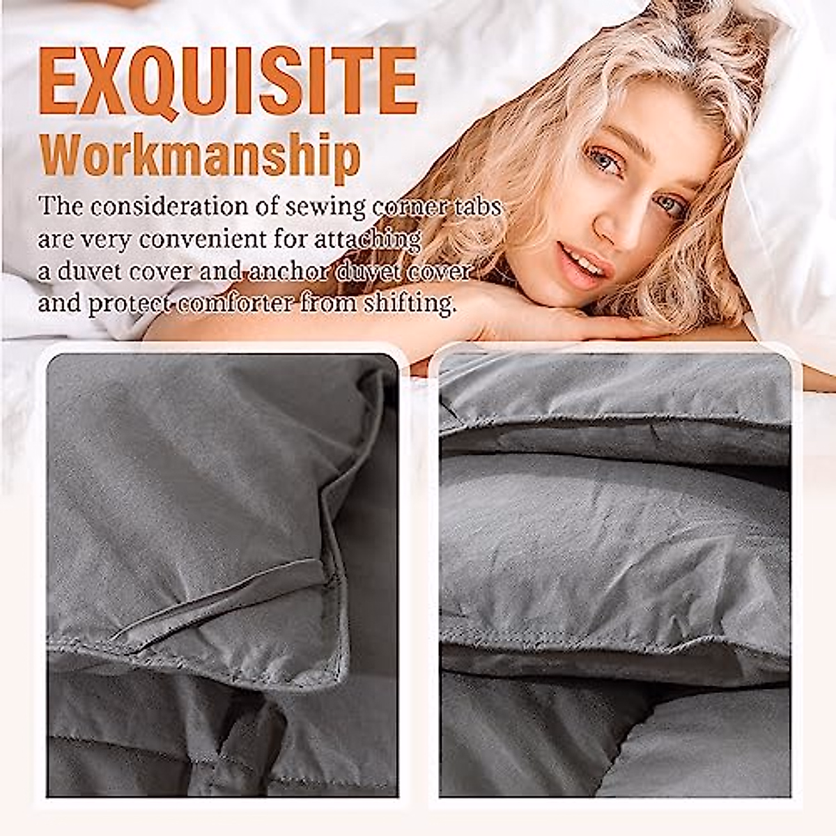 Cosybay Feather Comforter Filled with Feather & Down- All Season Grey Cal King Size Down Duvet Insert- Luxurious Hotel Bedding Comforters with 100% Cotton Cover - California King 104 x 96 Inch