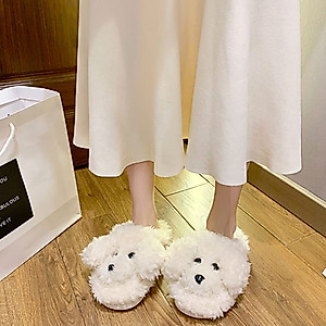 Women's Cute Animal Slippers House Slippers Warm Memory Foam Cotton Cozy Soft Fleece Plush Home Slippers Indoor Outdoor White