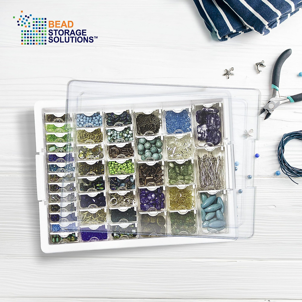 Elizabeth Ward 45 Piece Assorted Portable Diamond Painting Storage and Bead Organizer with 42 Variable Sized Containers, 2 Pack