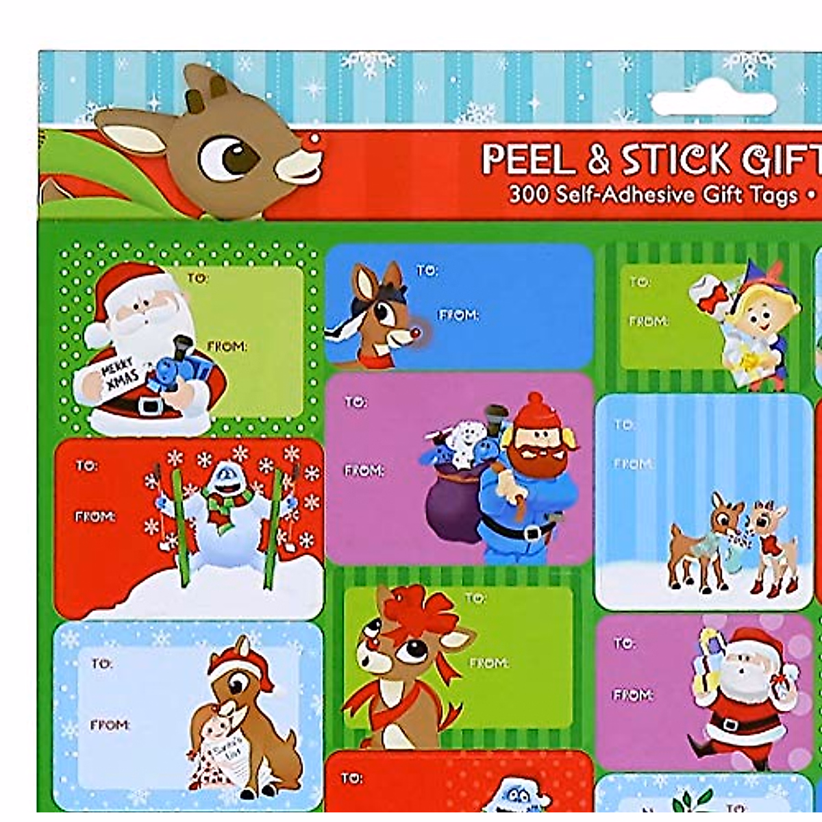 Rudolph The Rednosed Reindeer Peel and Stick Gift Tags, 300 Tags on 12 Sheets