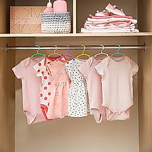 Mosearon Baby Hangers 120Pcs Kids Hangers,Plastic Hangers Non Slip, Clothes Hanger, Toddler Hangers, Infant Hangers, Child Hangers for Nursery, 120 Pcs,Pink Blue Yellow White Purple Green