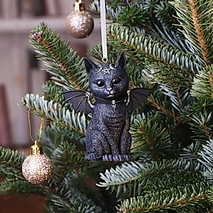 Nemesis Now Cult Cuties Malpuss Hanging Ornament 9.2cm, Resin, Black, Malpuss Winged Occult Cat Hanging Ornament, Bat Cat, Cast in The Finest Resin, Carefully Hand-Painted