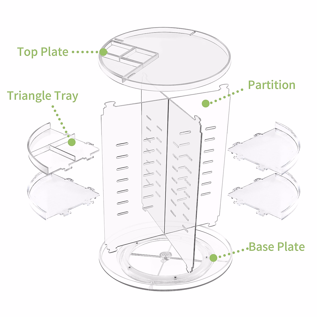 COYAHO 360° Rotating Makeup Organizer, Spinning Bathroom Organizer Countertop, Cosmetic Organizer Makeup Holder Shelf, Make Up Organizers and Storage for Bedroom, Transparent