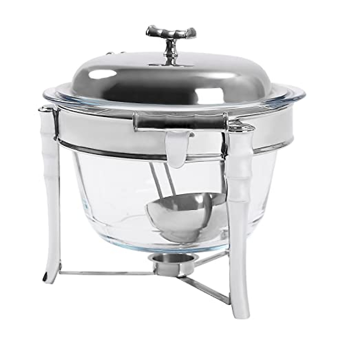 KOLHGNSE 4Qt Round Accent Soup Chafer, Round Stainless Steel Chafer Chafing Dish Buffet Set Commercial Warmers Buffet Servers and Warmers Set Warming Tray