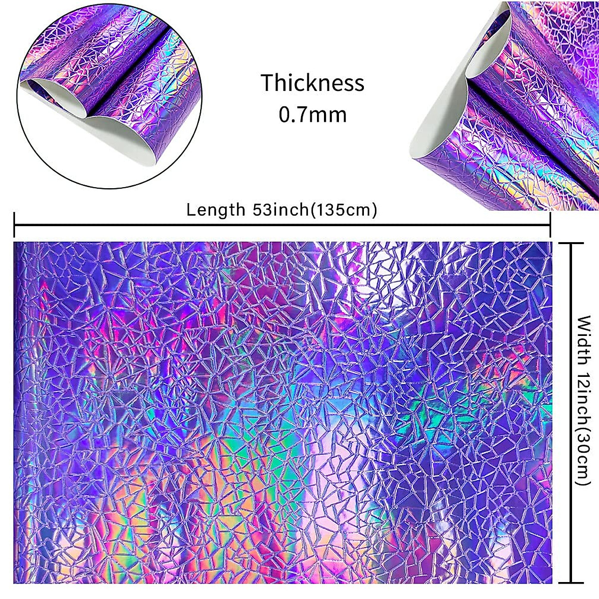 HYANG Mirror Embossed Metal Water Cube Lavender PU Faux Leather Sheets 1 Roll 12"X53"(30cmX135cm), Faux Leather Very Suitable for Leather Earrings, Bows, Handbag ，Sewing ，Crafts Making