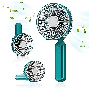 WIXAS Handheld Fan, Mini Portable Foldable Fan, Pocket Battery Rechargeable Hand Fan, for Travelling and Eyelash Fan 2000Ah(Cyan)