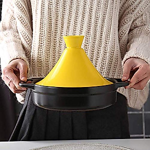 MYYINGBIN Tagine Cast Iron Pot Healthy Lead Free Ceramic Casserole Stew Pot with 2 Handle Housewarming Gift