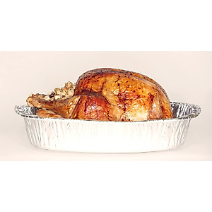 Disposable Oval Roasting Pan - Durable Turkey Roaster Pans Extra Large, Heavy-Duty Aluminum Foil, Deep, Oval Shape for Chicken, Meat, Brisket, Roasting, Baking, Recyclable (20)