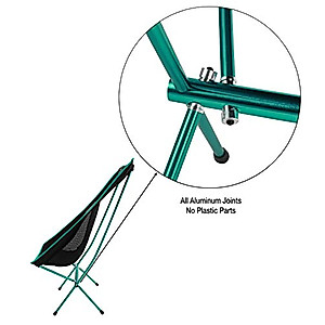 FE Active Folding Camping Chair - Extra Long Portable Compact Folding Beach Chair w/Headrest for More Comfort. Full Aluminum Joints for Hiking, Outdoors, Backpacking, Travel | Designed in California