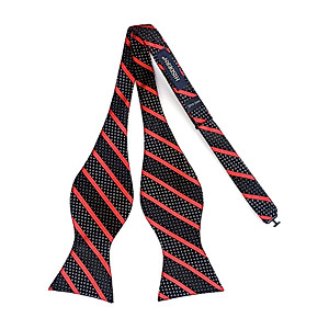 HISDERN Bow Ties for Men Red Bow Tie Self Tie Stripe Bowtie Handkerchief Set Adjustable Formal Tuxedo Black Polka Dot Bowties & Pocket Square Wedding