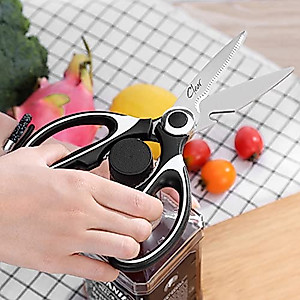 Clear Style Kitchen Shears Stainless Steel Utility Scissors Heavy Duty Multipurpose Kitchen Scissors, Dishwasher Safe, Perfect for Preparing Beef, Chicken, Vegetables, Fish, Black and White (2 Pack)