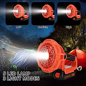 Cordless Fan with Remote for black and decker 14.4-20v lithium battery,Tabletop Fan with 3 Energy Efficient Speed Settings and Dimmable Led Light(Tool Only)