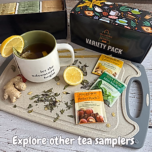 Premium Stash Bigelow Tea Sampler Set - 16 Assorted Tea Flavors with Herbal & Black Tea Bags, 10 Honey Sticks, eBook - 48 Pc Tea Sampler Gift Set Box for Adults Men Women Colleagues