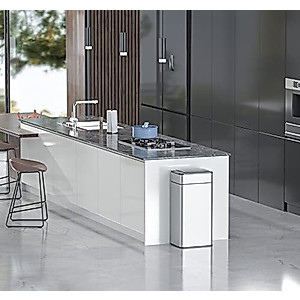 Kitchen Trash Can - ELPHECO - 40 Liter / 10.6 Gallon Automatic Trash Can with Butterfly Lid, Brushed Stainless Steel Finish, Motion Sensor Garbage Can for Kitchen, Office, Living Room, Outside, 6 AAA Batteries (Excluded)