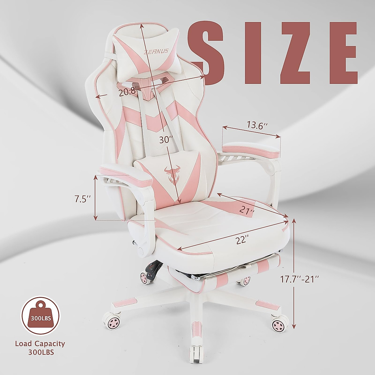 Zeanus Gaming Chair Pink Game Chair for Girls High Back Gaming Chairs for Adults Reclining Computer Chair with Footrest Ergonomic Gamer Computer Chair with Massage Gaming Chair for Women
