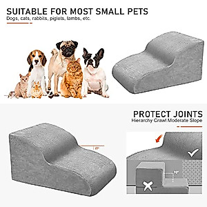 Dog Stairs for Small Dogs, High Density Foam Dog Ramp, Extra Wide Non-Slip Pet Steps for High Beds Or Couch, Soft Foam Doggie Ladder for Dogs Injured, Older Pets, Small Cats