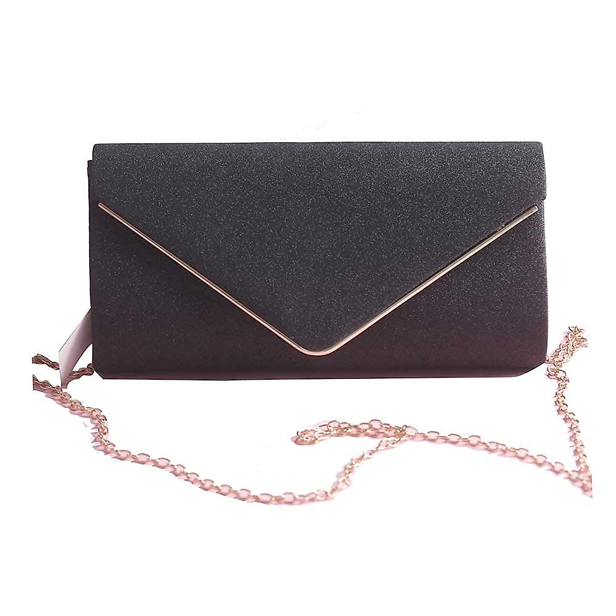 KALAIEN Envelope Clutch Purse Evening Bag for Women Glitter Evening Bag Handbags For Wedding (Black)