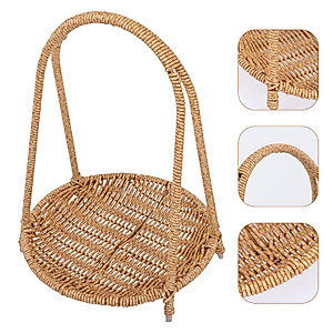 LIFKOME Fruit Tray Small Baskets for Organizing Rattan Storage Basket Vegetable Handwoven Basket Food Serving Woven Baskets Cake Display Plate Rattan Imitation Rattan Seaweed Bread Basket