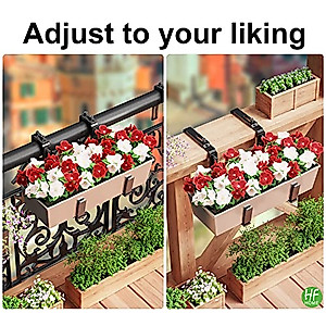 HFHOME 4 PCS Adjustable Planter Box Bracket (6 to 12.5 Inches) for Flower Box Holders, Window Boxes Planters Hooks, Heavy Duty Wall Mount Holder for Windowsills, Garden, Fences, and Balcony - Black