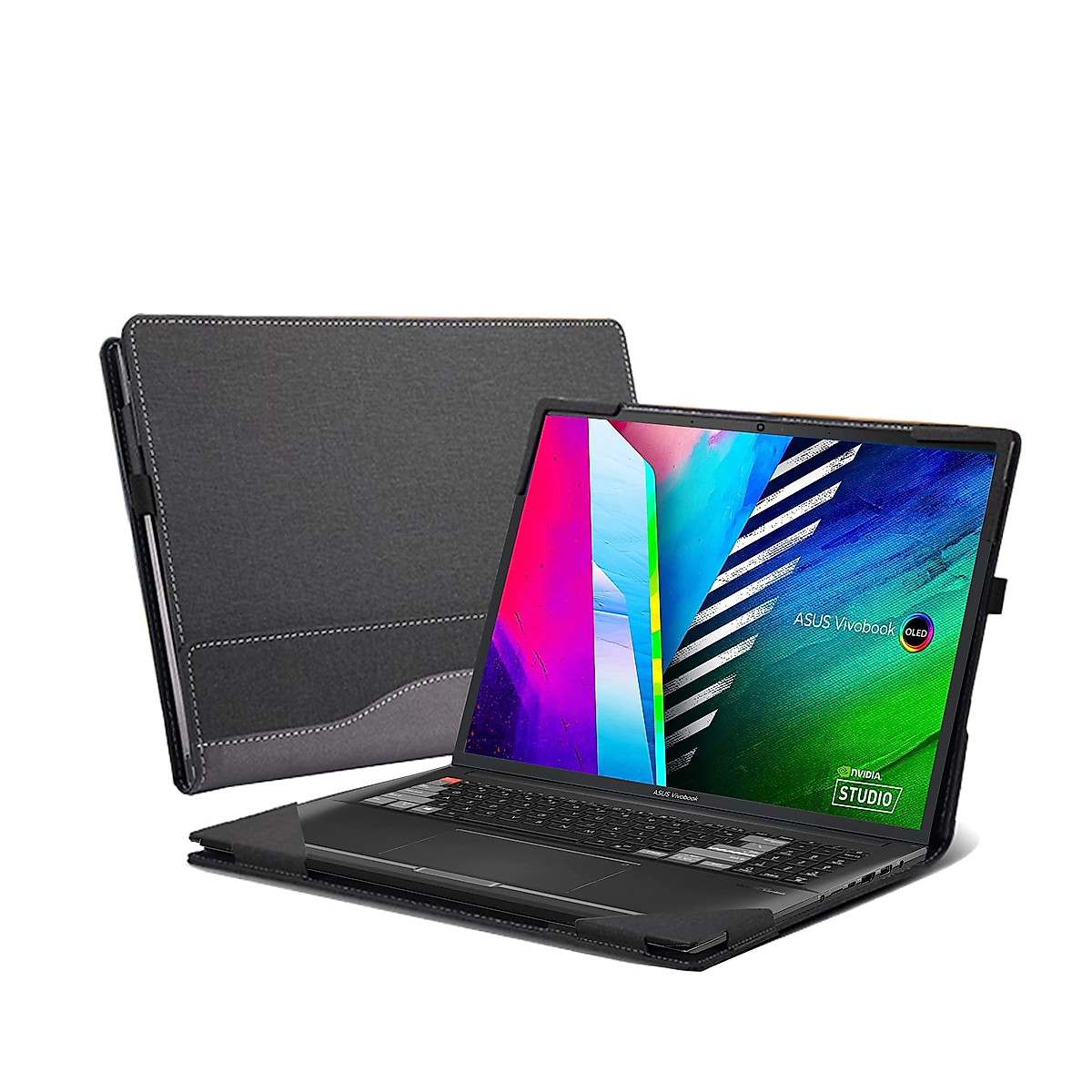 VEVOOD Laptop Cover for MSI Creator Z16 case| ThinkPad T16 Laptop | Vivobook Pro 16X Laptop 16” OLED M7600 M7601 N7600 N7601Z | PU Leather Inside Pocket Case (Gray)