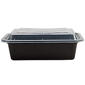 Nicole Home Collection Rectangular Food 24 oz | 7" x 5" | Black | Pack of 5 Microwaveable Containers with Lid (02241)