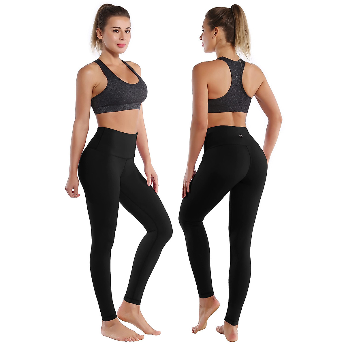 BUBBLELIME 4 Styles 25"/26"/27"/28" High Waist Yoga Pants Running Workout Leggings - Basic_Black X-Small-27 Inseam