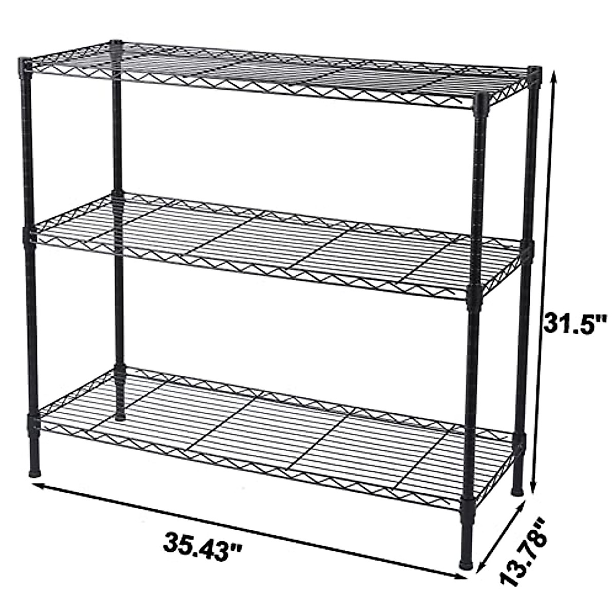 Ymlpre 3 Tier Shelving Unit NSF Wire Storage Shelves Heavy Duty Metal Height Adjustable Commercial Grade Steel Utility Layer Shelf Rack Organizer 198 LBS Capacity,35.43x13.78x31.5, Black 3-Tier