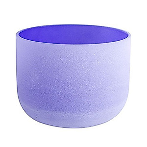 ENERGYSOUND Purple Colored Frosted B Crown Chakra Quartz Crystal Singing Bowl 8 inch with heavy duty case bag mallet &O-ring included