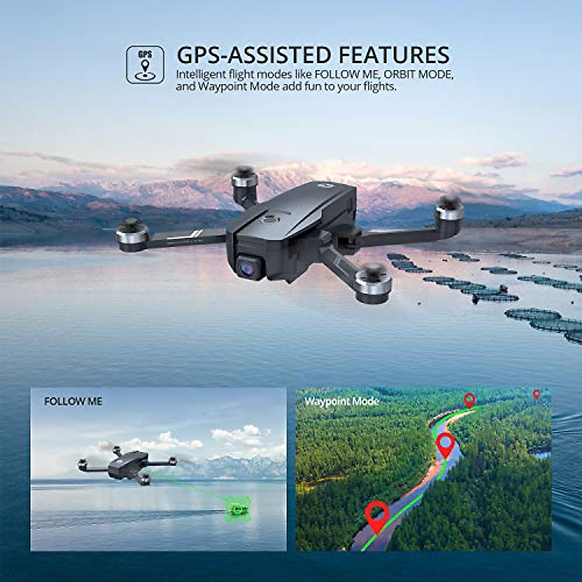 Holy Stone HS720E GPS Drone with 4K EIS UHD 130 FOV Camera for Adults Beginner, FPV Quadcopter with Brushless Motor, 2 Batteries 46 Min Flight Time, 5GHz Transmission, Smart Return Home, Follow Me