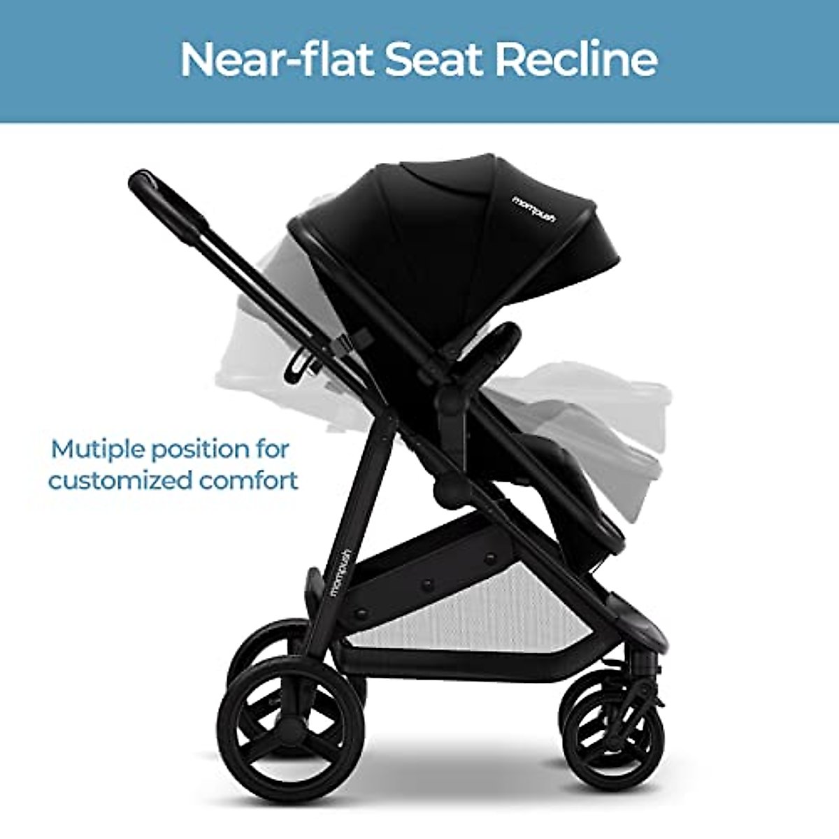 Mompush Wiz 2-in-1 Baby Stroller with Bassinet Mode - Foldable Infant Stroller to Explore More as a Family - Toddler Stroller with Reversible Stroller Seat - Travel System Compatible
